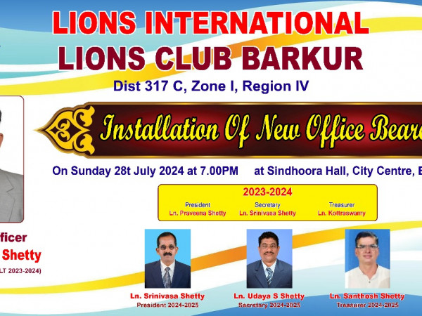 Lions Club Barkur Set for Grand Induction Ceremony of New Office ...